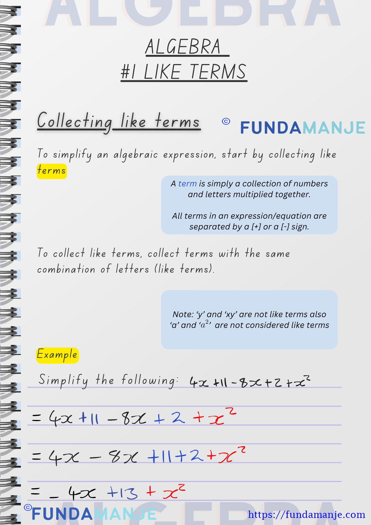 2 - Grouping Like Terms - Fundamanje