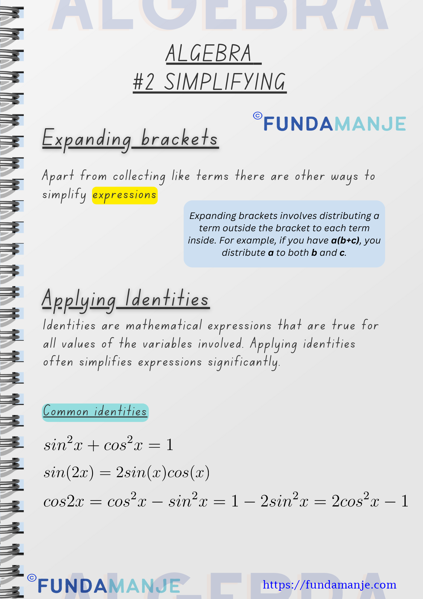 3 - Simplifying Algebraic Expressions - Fundamanje
